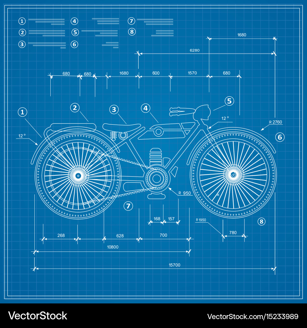 Blueprint plan outline draft motorbike motorcycle Vector Image