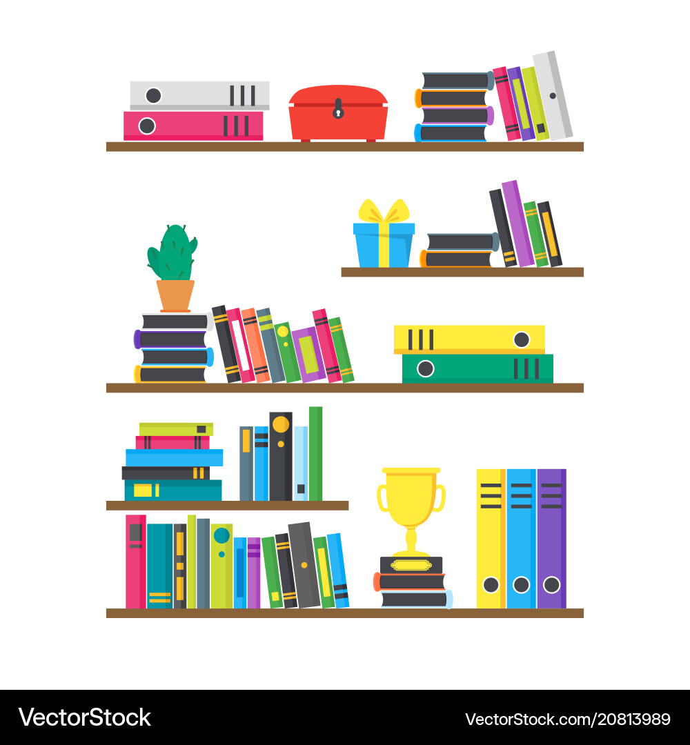Colorful Bookshelf Interior Royalty Free Vector Image