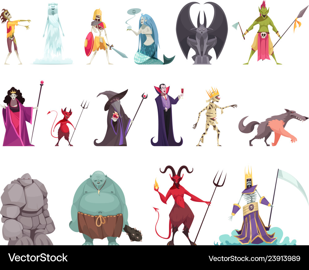 Dark Fantasy Creatures Royalty Free Vector Image