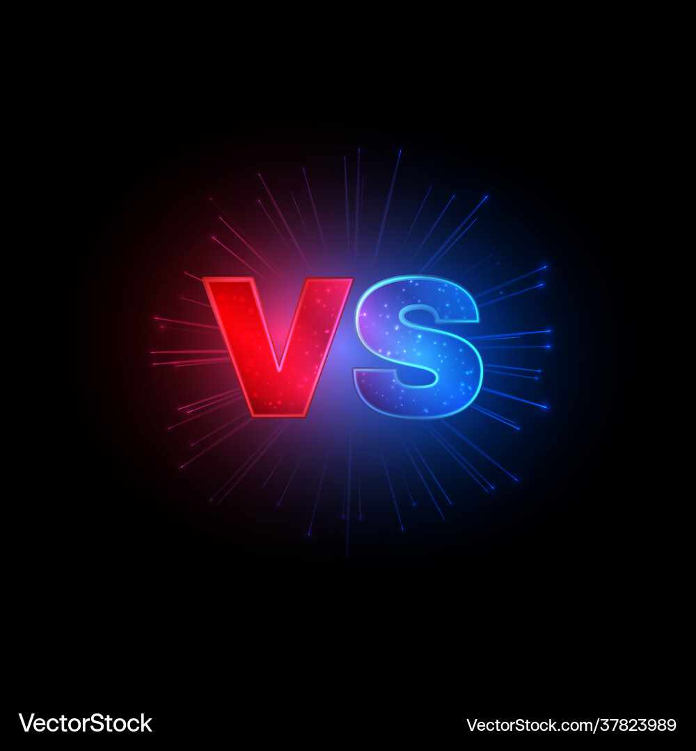 Emblem vs versus red and blue letters Royalty Free Vector
