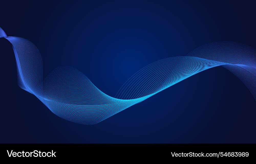 Geometric curved lines in gradient blue tones Vector Image