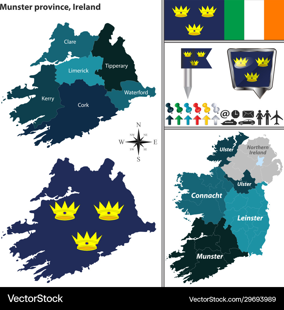 Ireland - Munster Province Map Royalty Free Vector Image