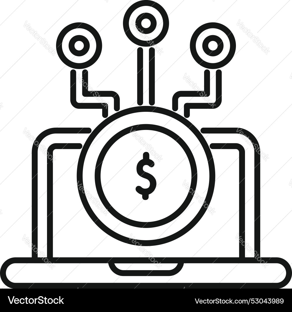 Laptop showing money management with multiple Vector Image