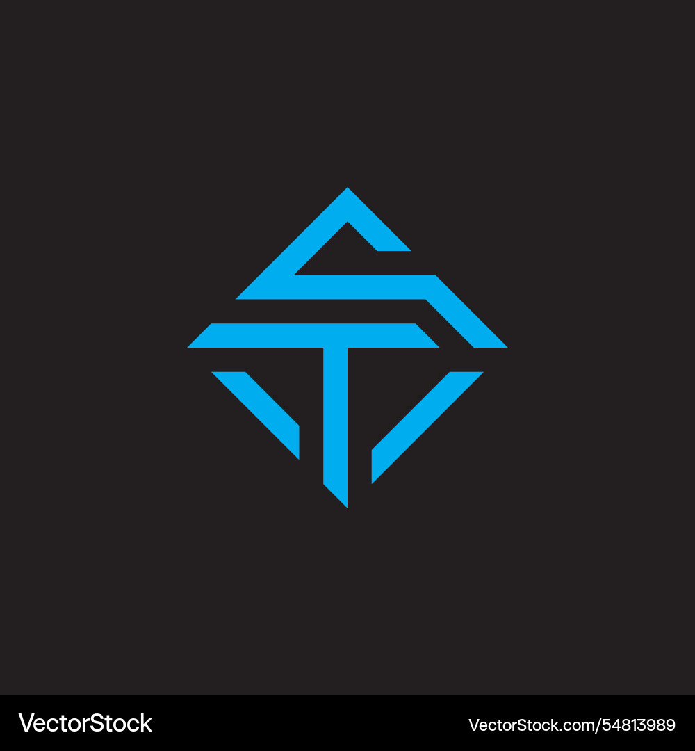 Letters st square geometric blue diamond logo Vector Image