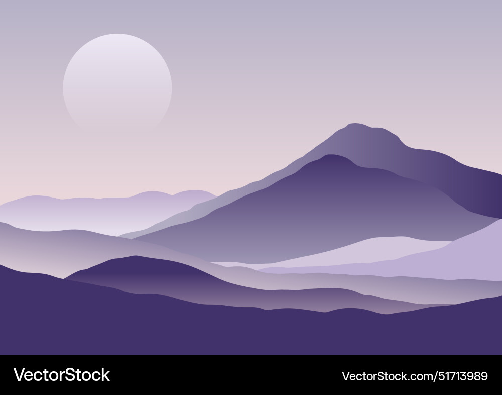 Minimal sunset mountain landscape in shades Vector Image