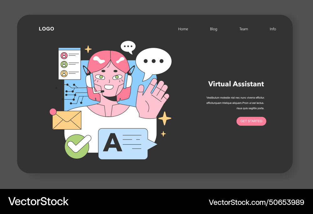 Virtual assistant dynamics flat Royalty Free Vector Image