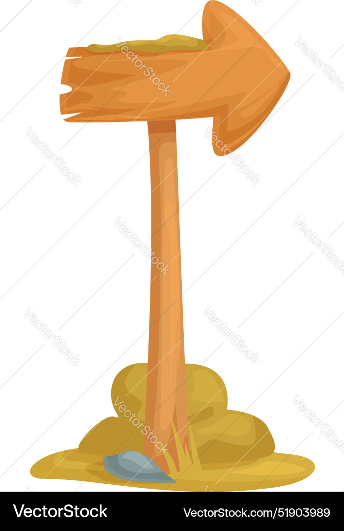 Wooden signpost with arrow pointing right standing