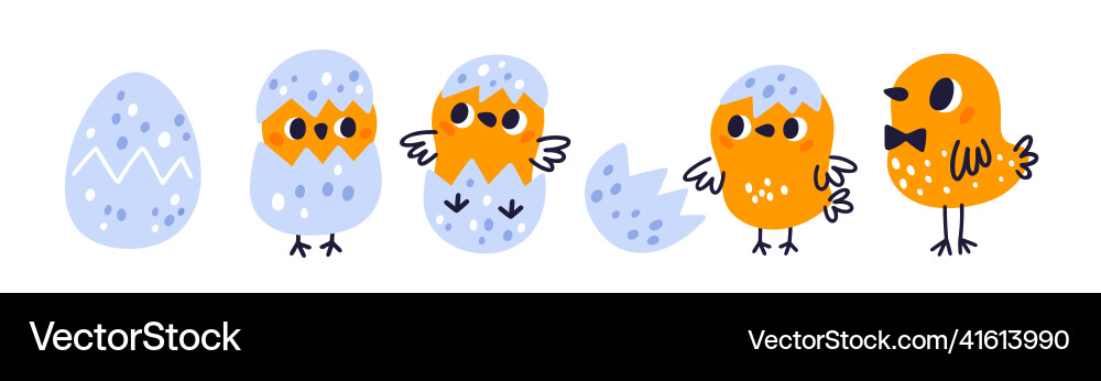 Baby Chicks Hatching from Eggs Royalty Free Vector Image