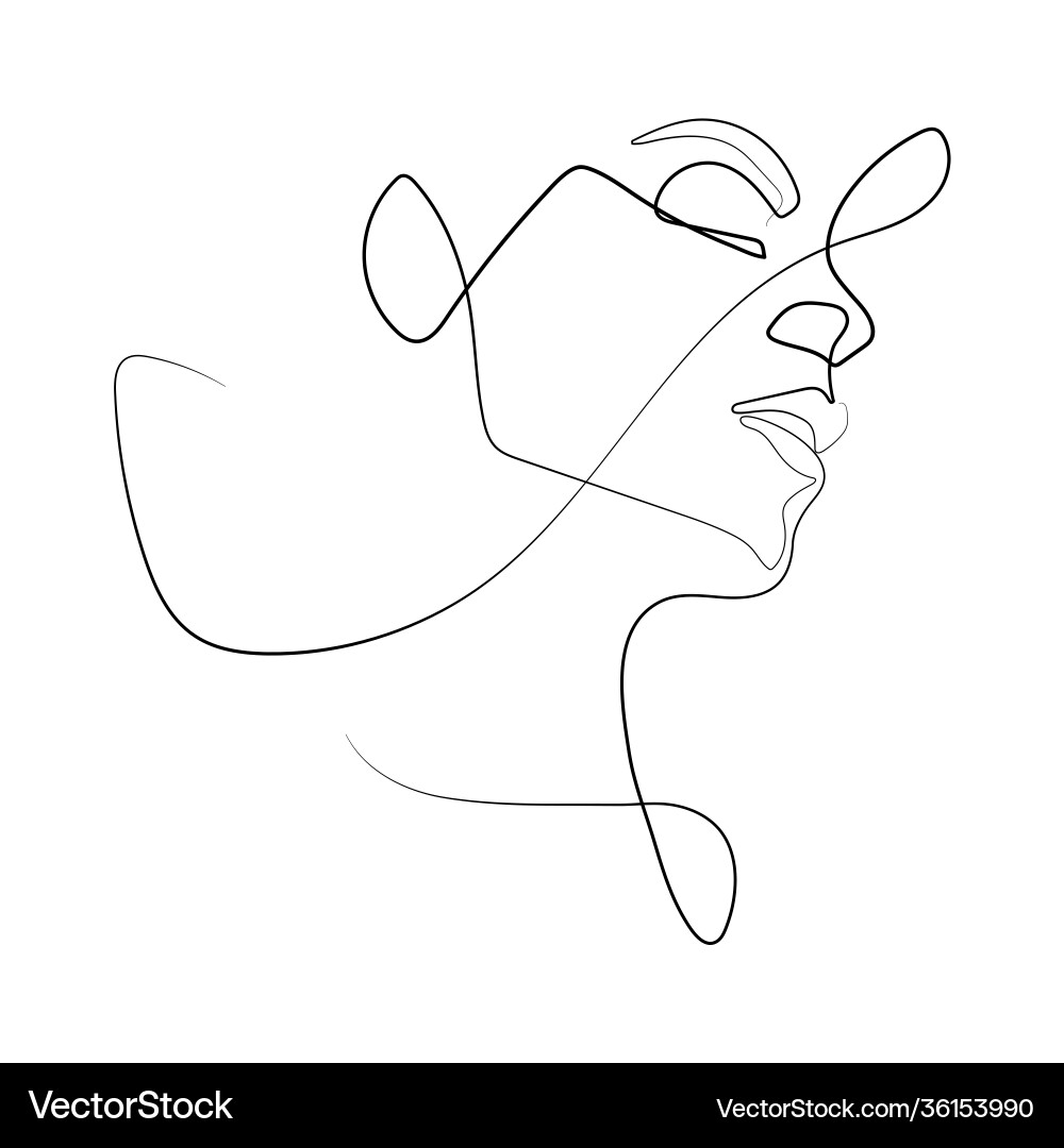 Beautiful female face line art drawing Royalty Free Vector