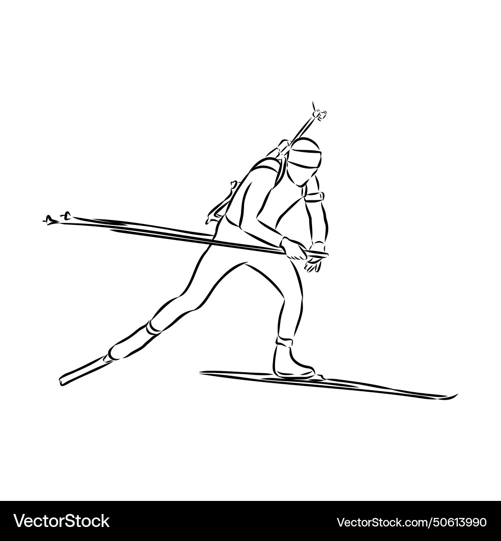 Biathlon athlete shoots standing isolated Vector Image