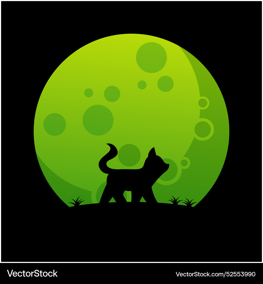 Cat and moon silhouette icon logo – Royalty-Free Vector | VectorStock