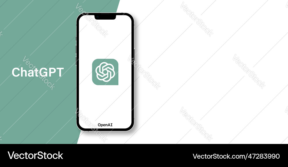 Chatgpt logo and iphone screen Royalty Free Vector Image