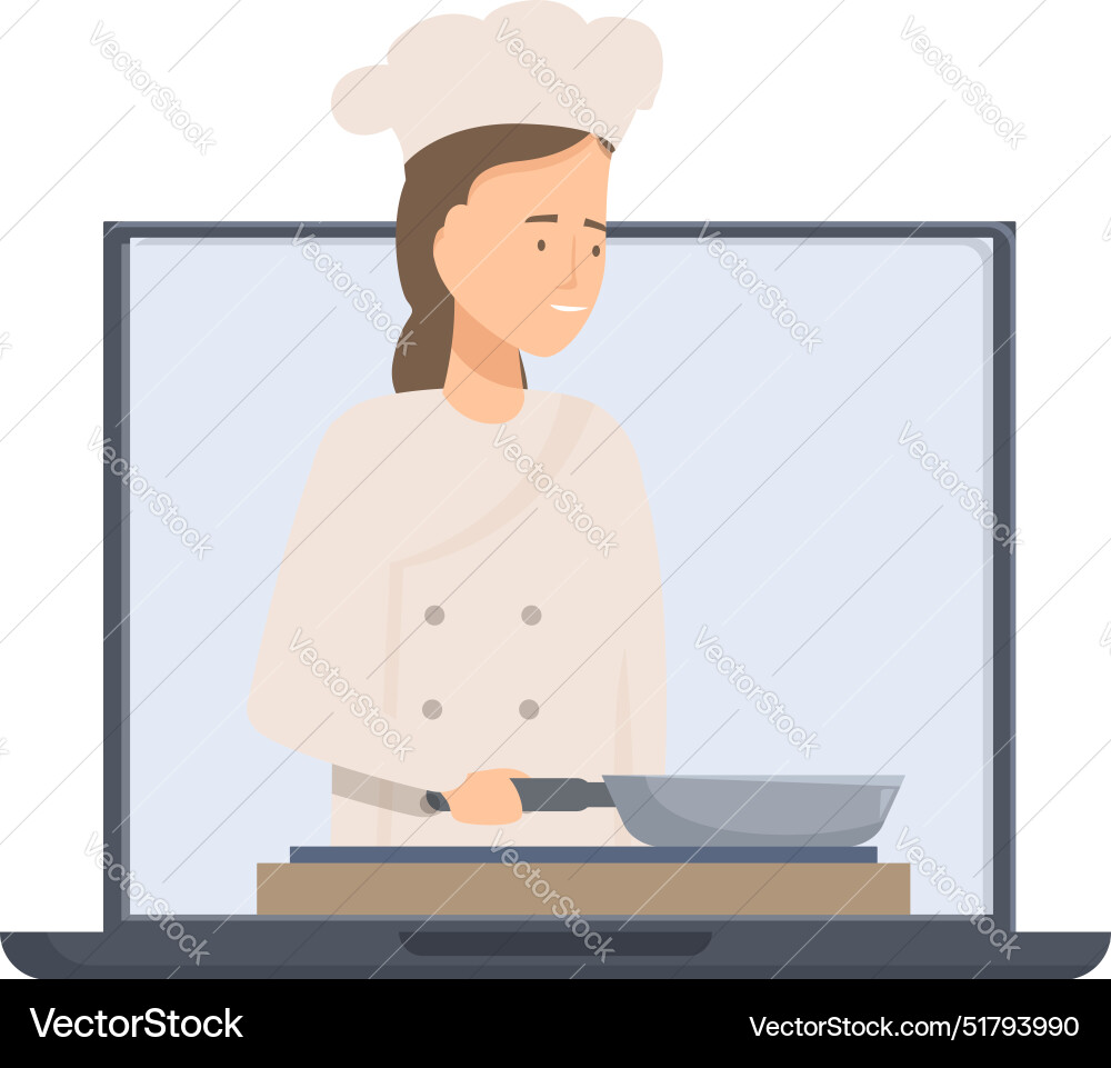 Professional chef giving online cooking class Vector Image