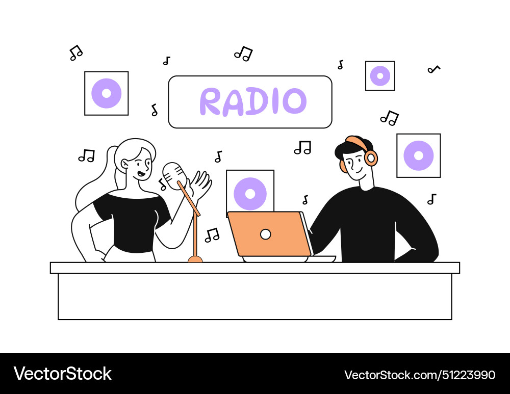 Radio hosts linear Royalty Free Vector Image - VectorStock