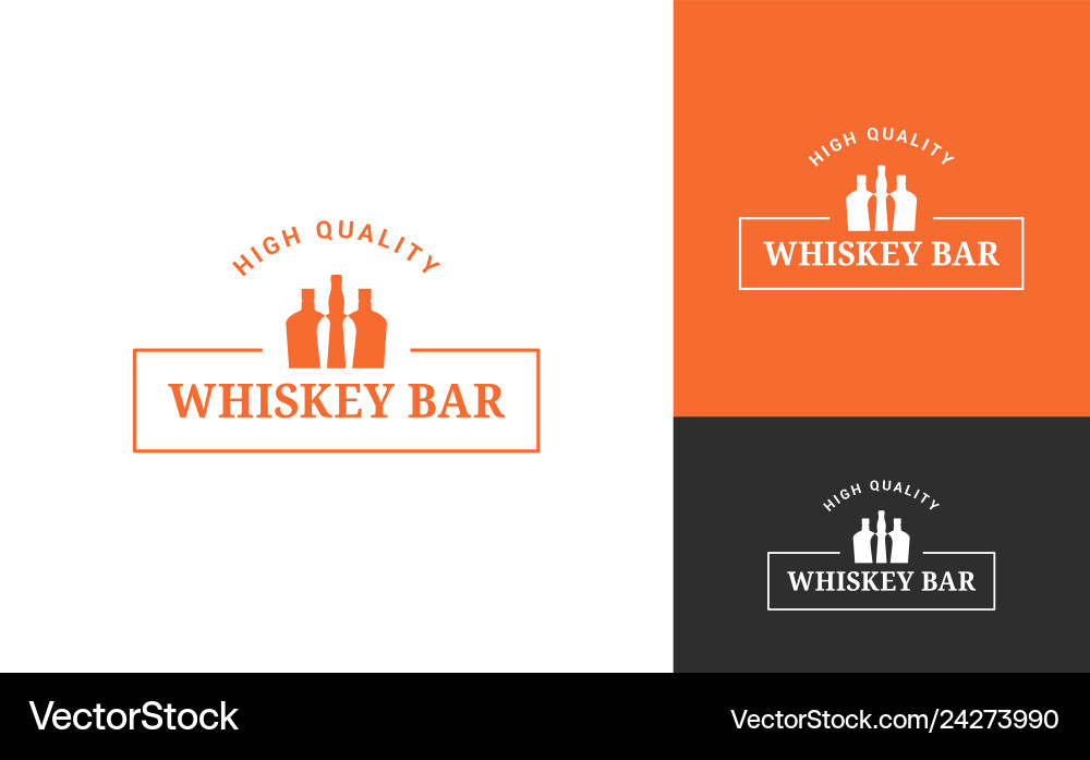 Whiskey bottle logo set on white background Vector Image