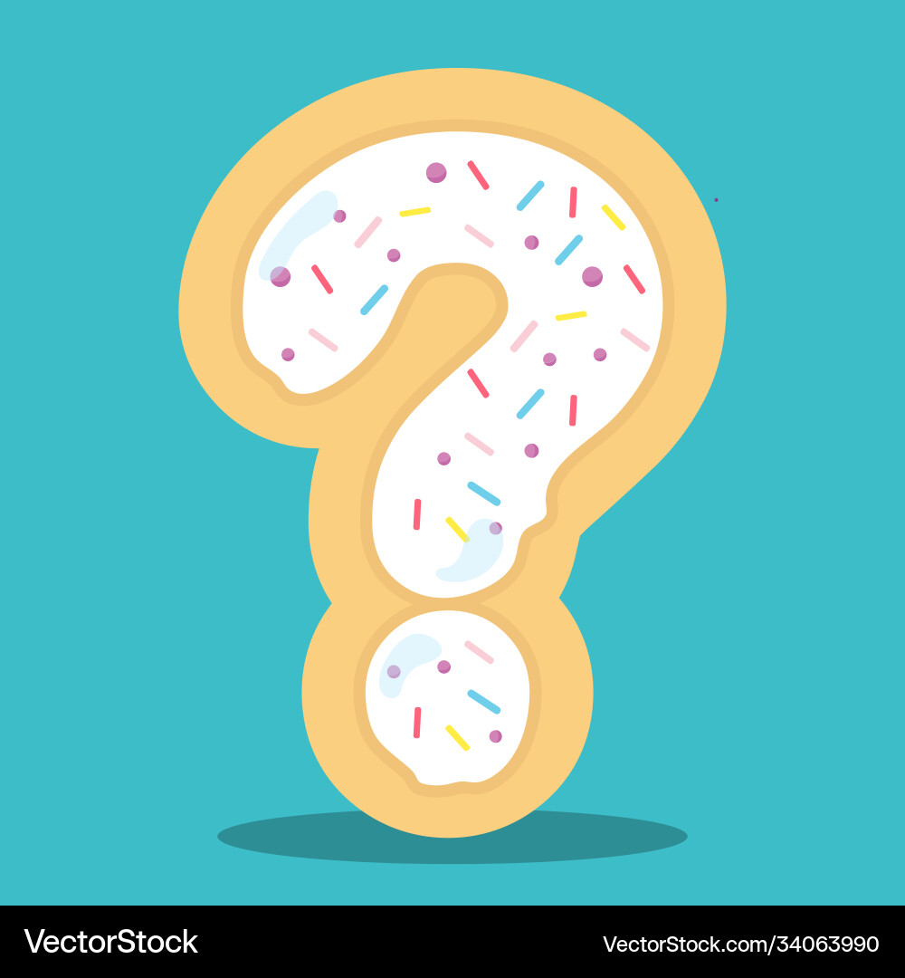 Yummy white donut alphabet question mark 28 Vector Image