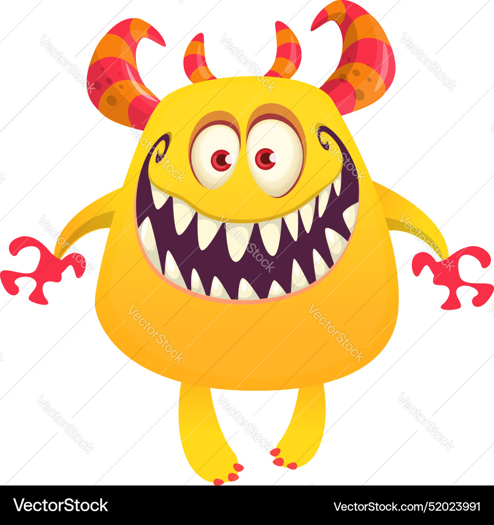 Angry cartoon flying monster with funny face Vector Image