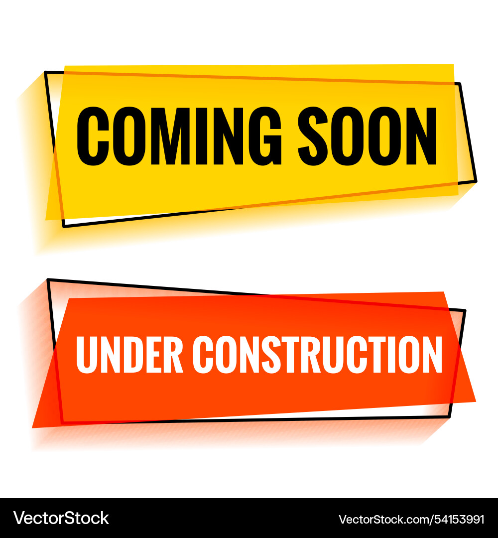 Coming soon and under construction two web banner Vector Image