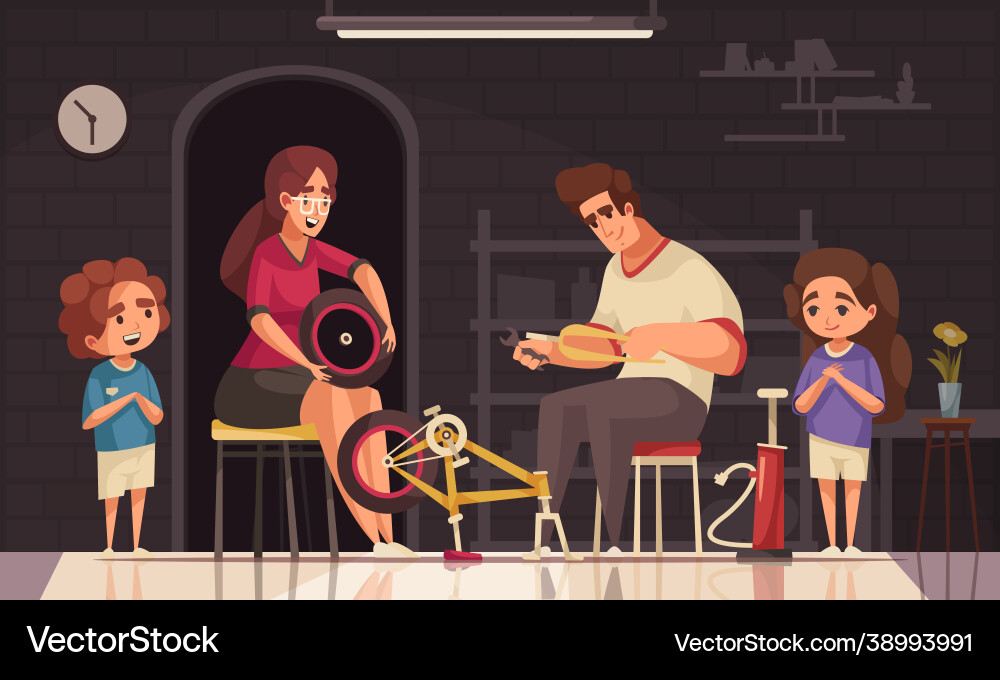 Cycle family background design Royalty Free Vector Image