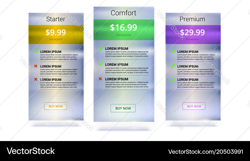 Different tariffs plan on metal plate background Vector Image