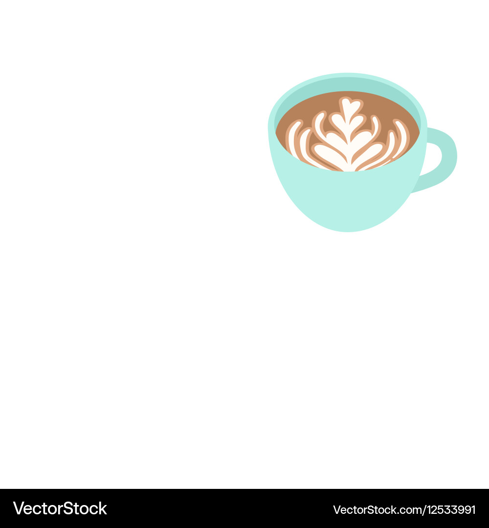 Four cups different drawings on coffee foam Vector Image
