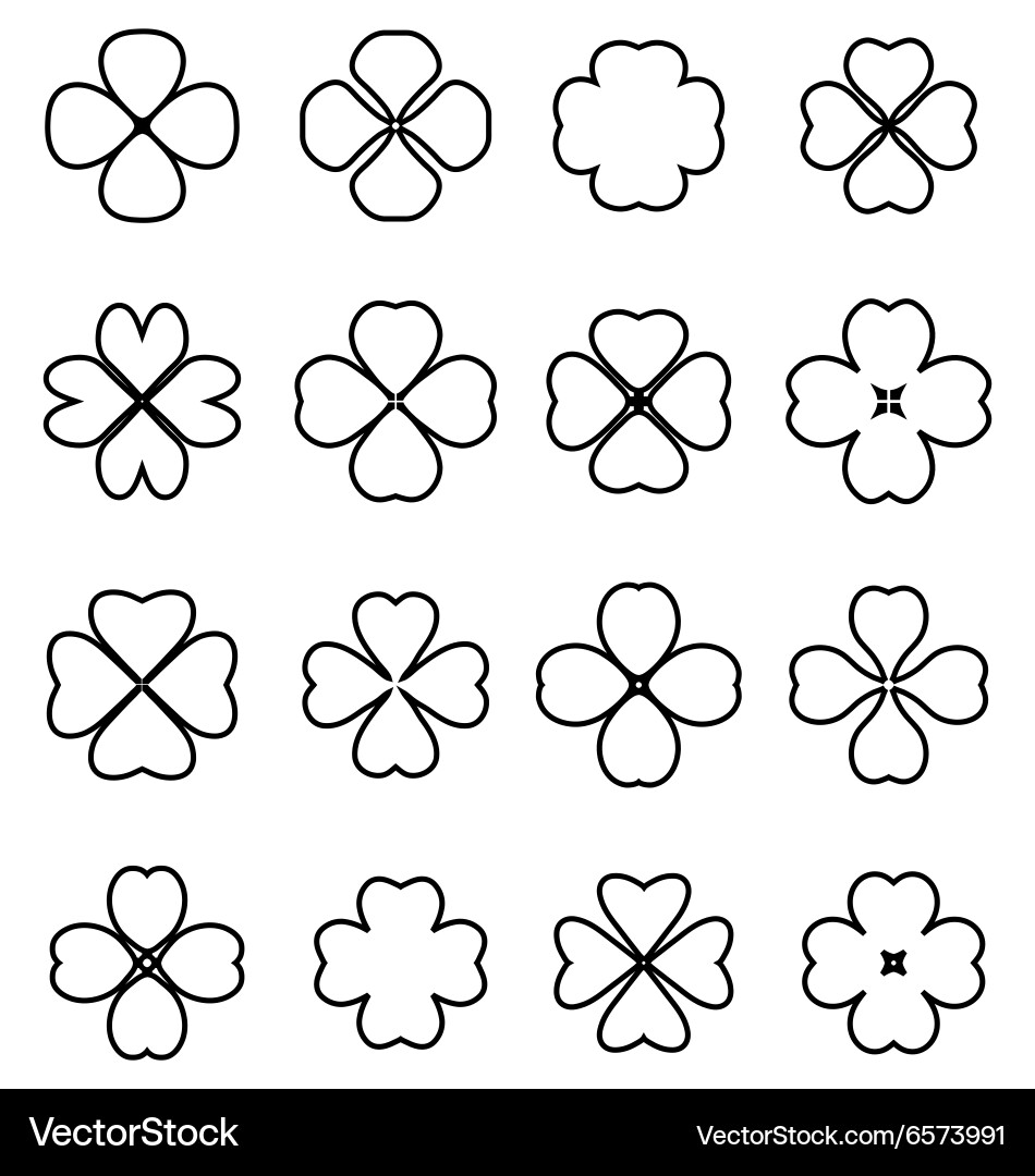 Four Leaf Clover Silhouettes Royalty Free Vector Image