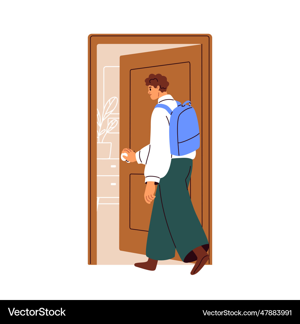 Man Returning Home - Door Entry Royalty Free Vector Image