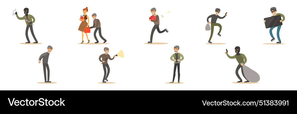 Man thief or robber commits crime and robbery Vector Image