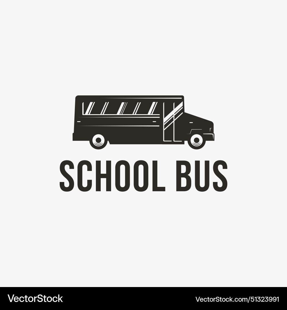 Simple silhouette school bus logo Royalty Free Vector Image