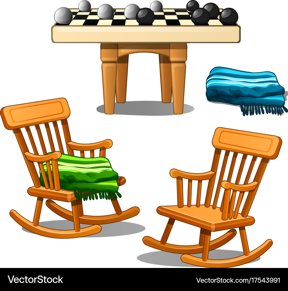 Two Rocking Chairs with Plaid and Checkers Vector Image