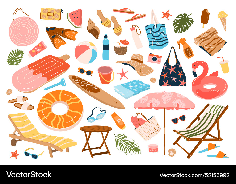 Beach accessories for swimming and vacation Vector Image
