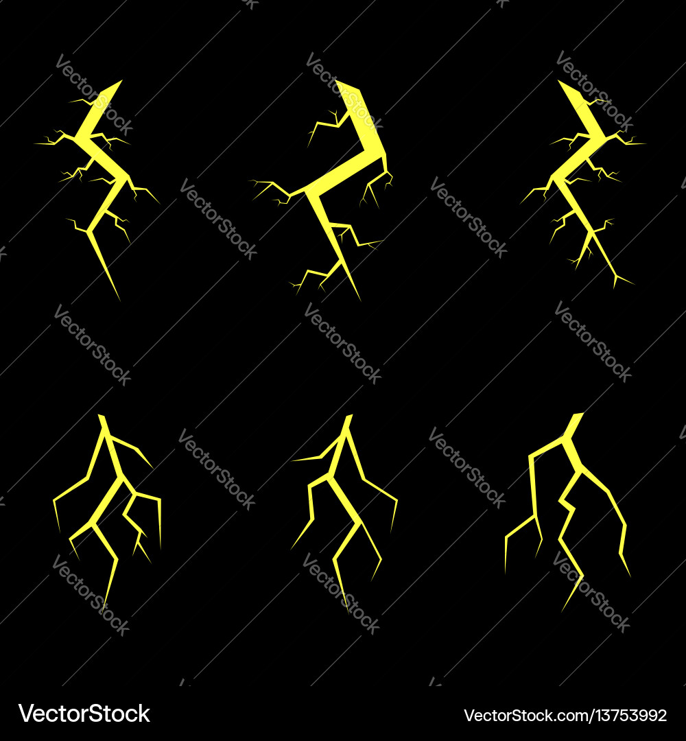 Lightning symbol set Royalty Free Vector Image