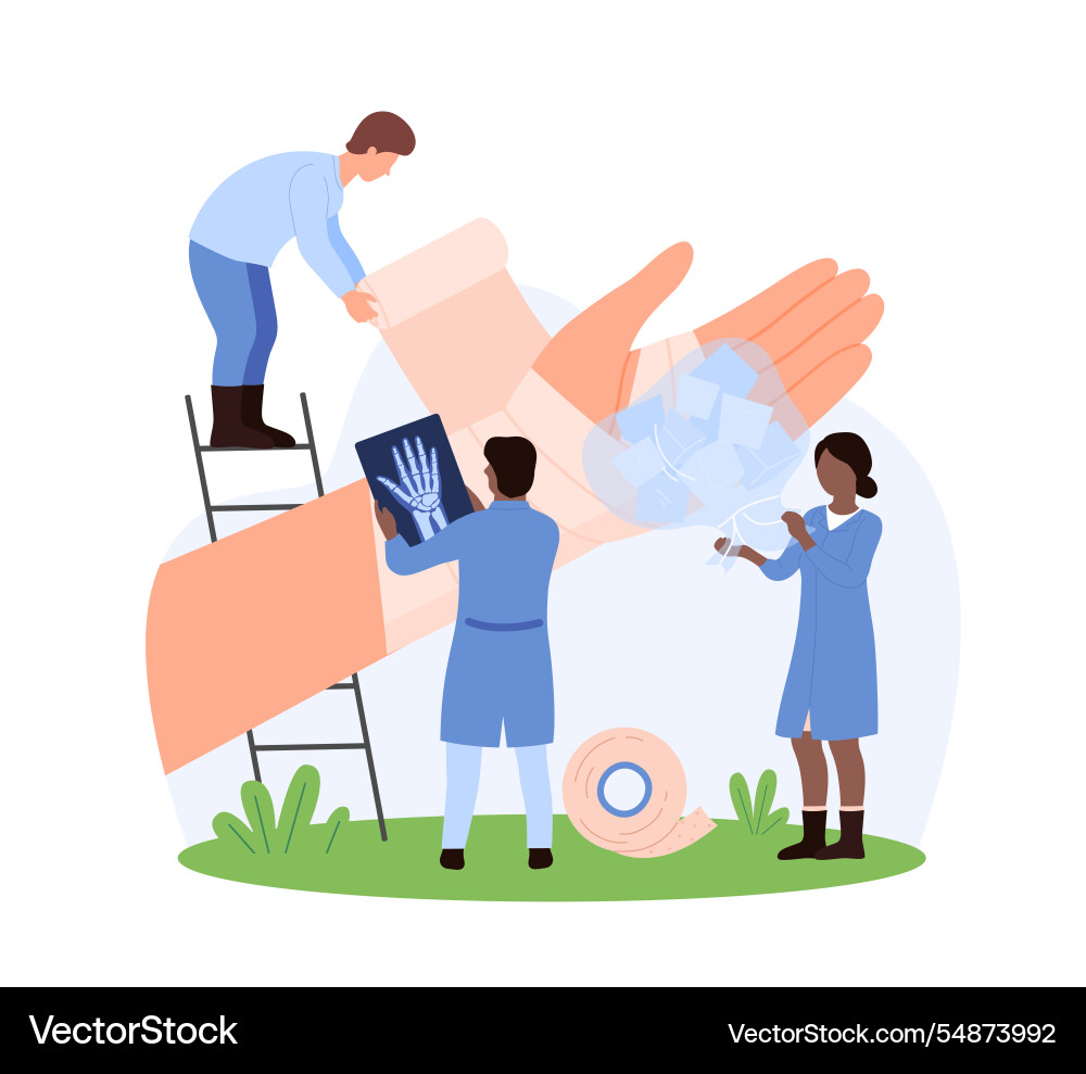 Medical team treating hand injury concept Vector Image