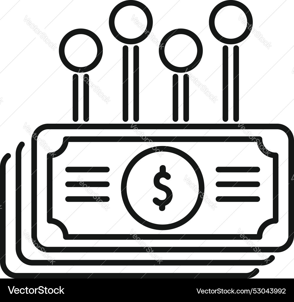 Money growth with increasing chart bars outlining Vector Image