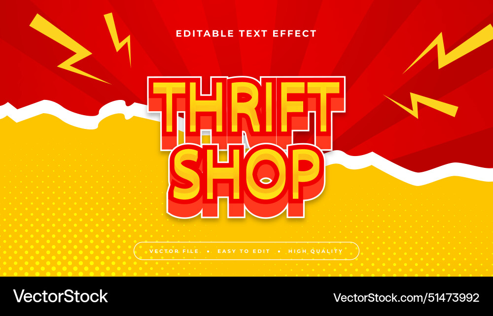 Red orange and yellow thrift shop 3d editable Vector Image
