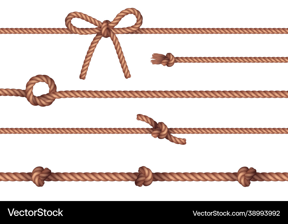 Ropes knots horizontal set Royalty Free Vector Image