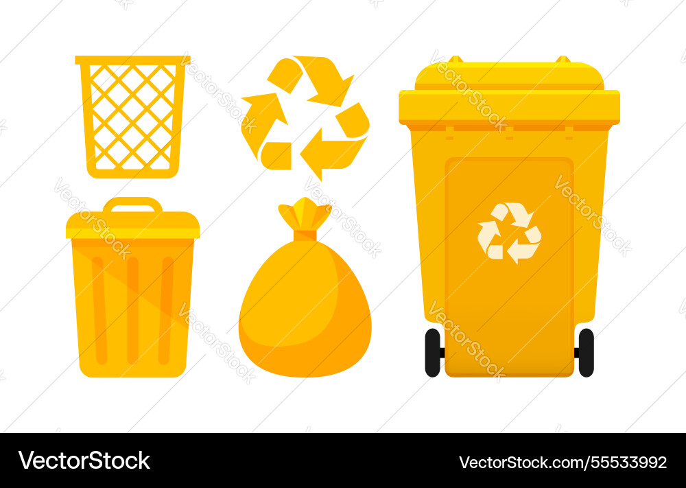Yellow bin collection recycle Royalty Free Vector Image