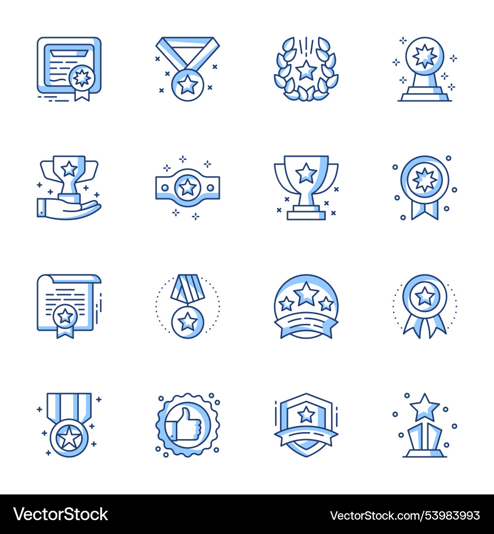 Achievement and goals linear set winner award Vector Image