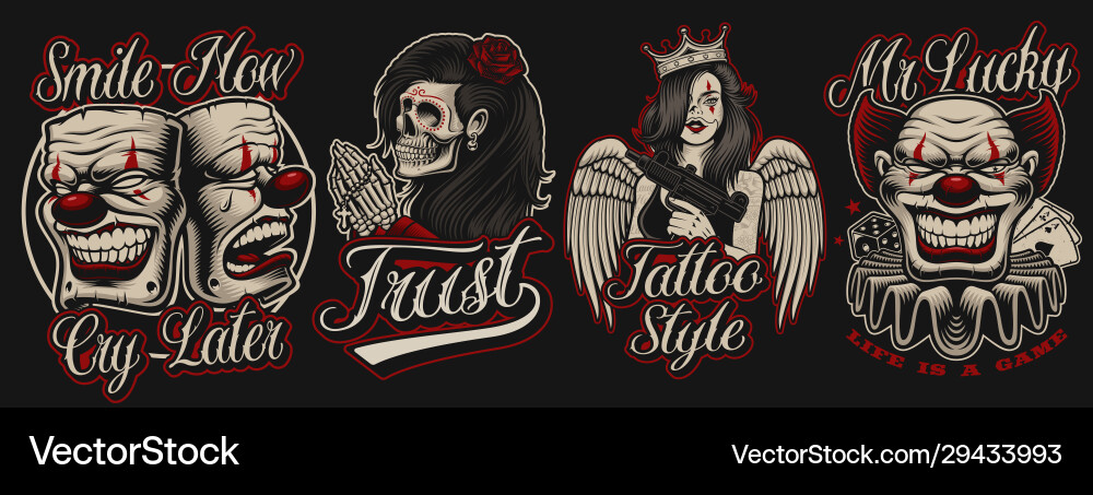 Chicano Tattoo Art Set Royalty Free Vector Image