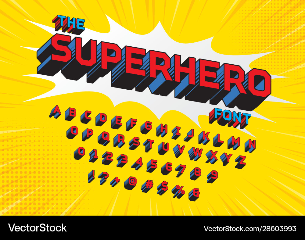 Comic superhero font Royalty Free Vector Image