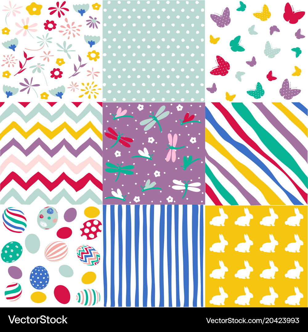Easter Seamless Patterns Collection Royalty Free Vector