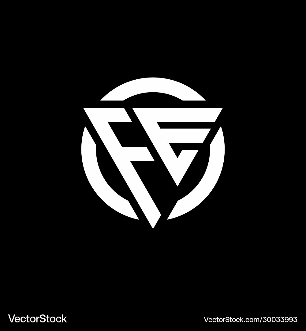Fe logo with triangle shape and circle rounded Vector Image