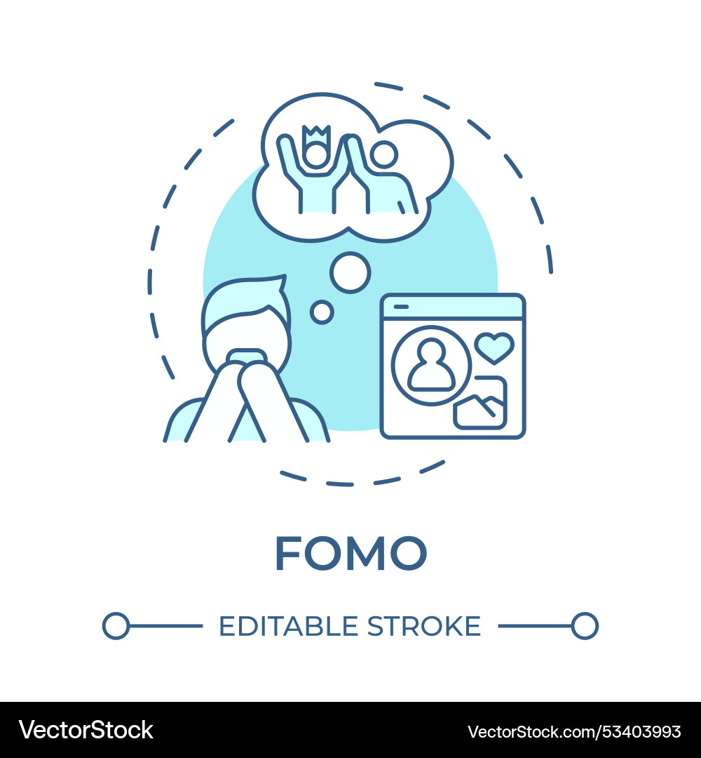 Fomo soft blue concept icon Royalty Free Vector Image
