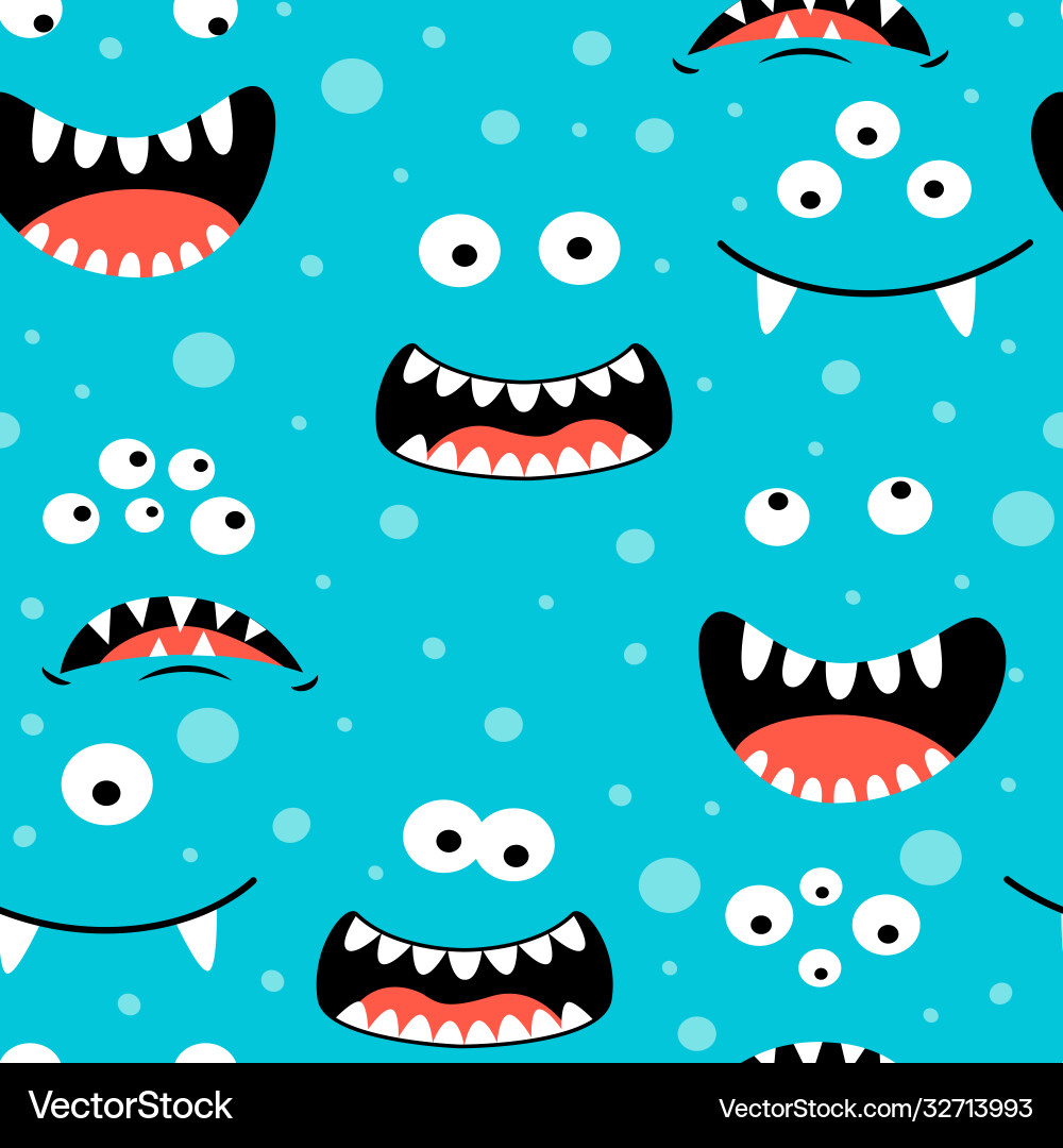 Hand drawing monster faces seamless print design Vector Image