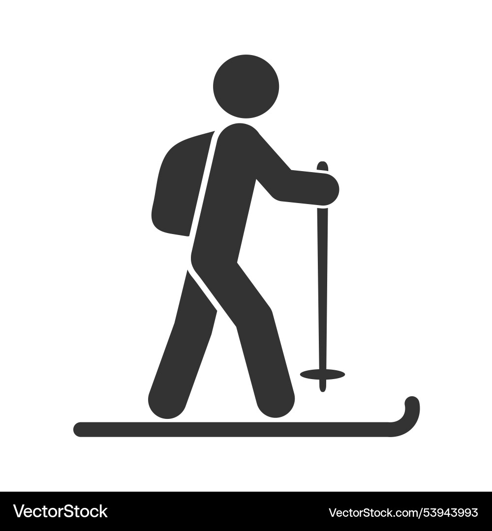 Skiing man with backpack figure icon symbol ski Vector Image