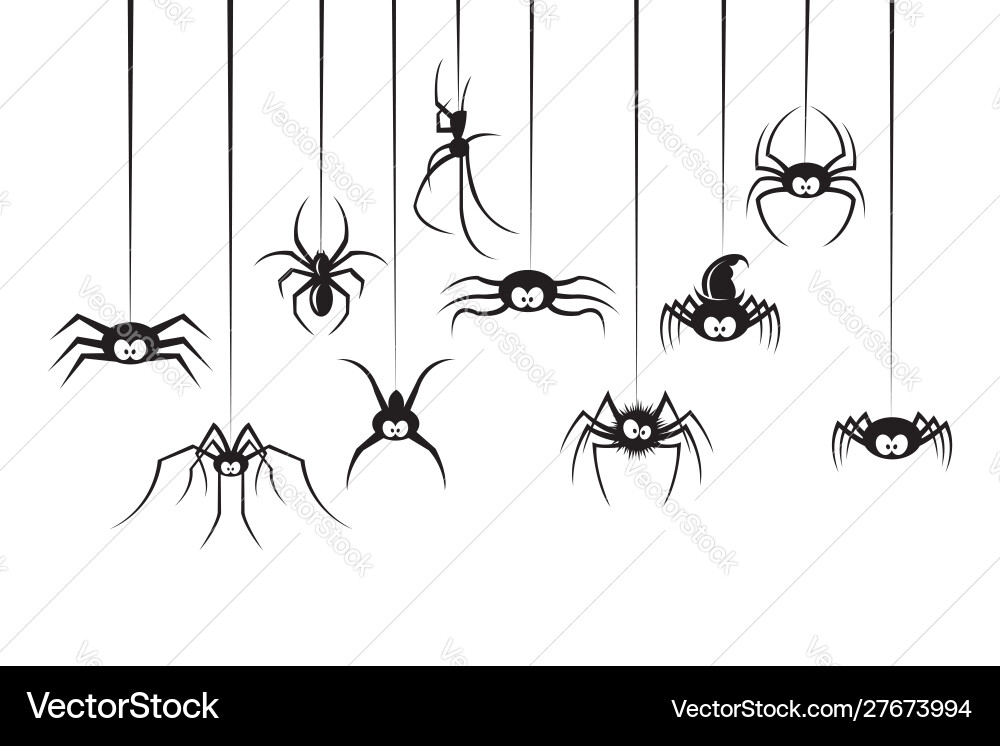 Black spiders set Royalty Free Vector Image - VectorStock