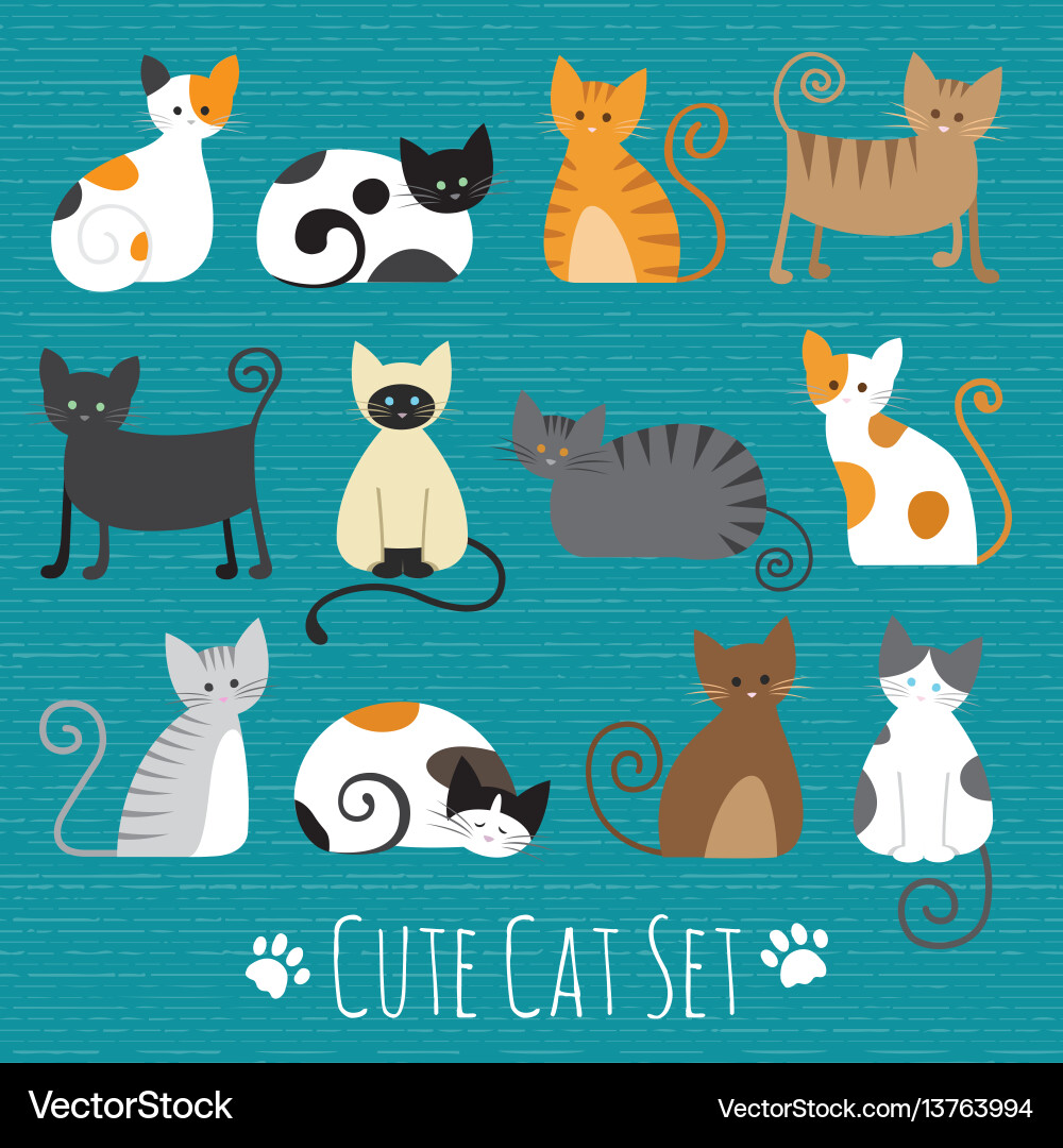 Cute Cat Icons Set Royalty Free Vector Image - VectorStock