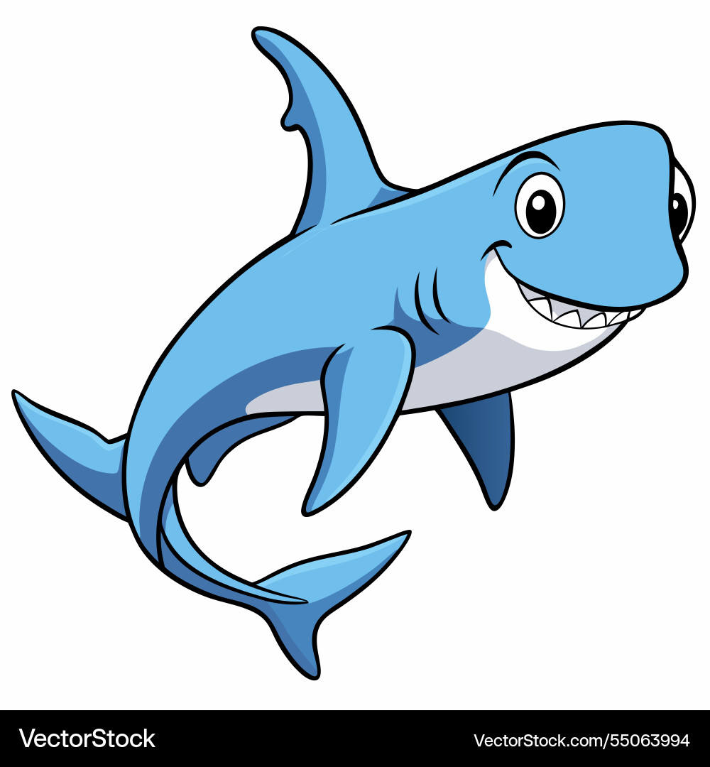 Hammerhead shark fish isolated flat on white Vector Image