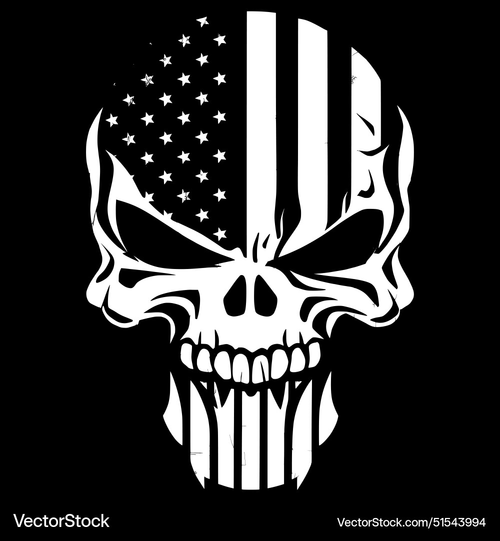 Patriotic skull design with usa flag Royalty Free Vector