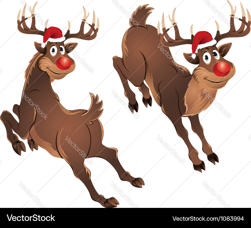 Rudolph the reindeer jumping Royalty Free Vector Image